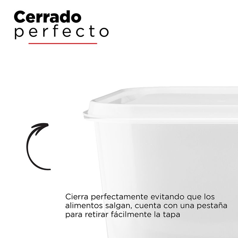 Contenedor de Plástico 3 Pzas 1800ML Grande Blanco