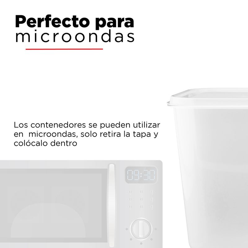 Contenedor de Plástico 3 Pzas 1800ML Grande Blanco