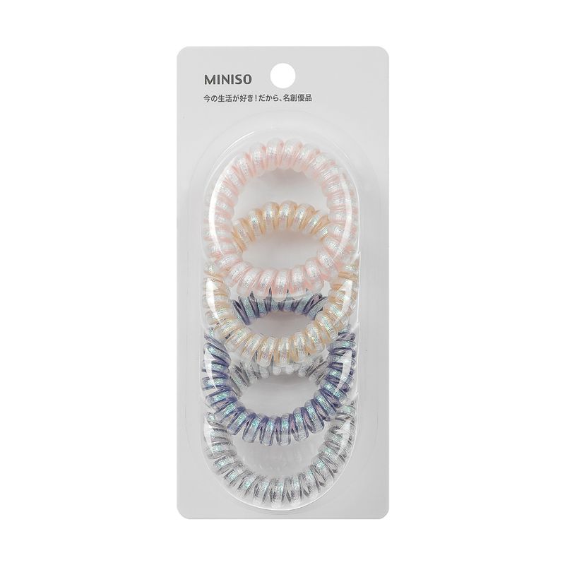 Moña Para Cabello En Espiral Con Estampado 4 Pzas Mix Con Azul