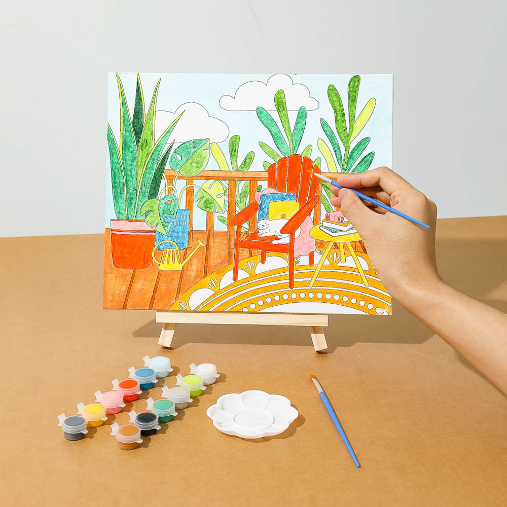 Kit de Pinturas de Panel Canvas Con Cabellete de Gato - Miniso