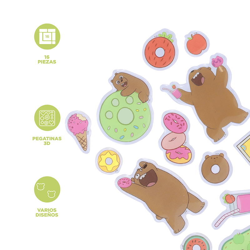 Plantilla de Stickers Serie We Bare Bears Pardo