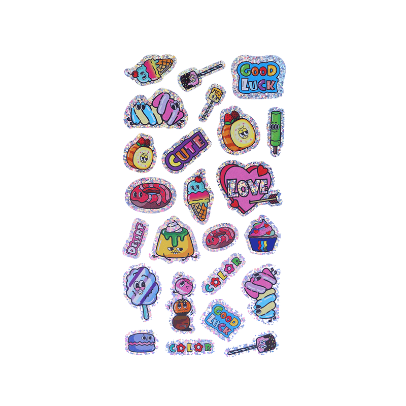 Stickers Flores Serie Emoji Holografico Postre Miniso