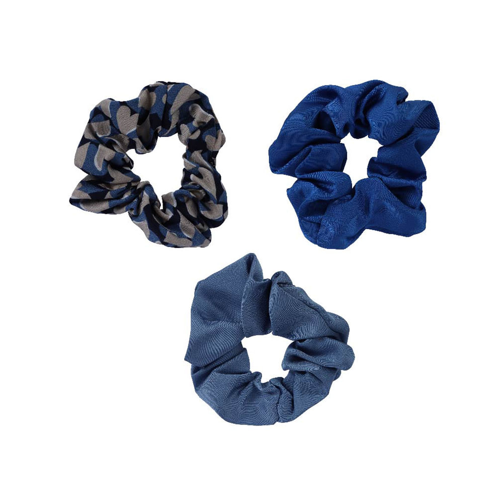 Moña para Cabello Europea Estilo Coreano M 3 Pzas Azul Multicolor