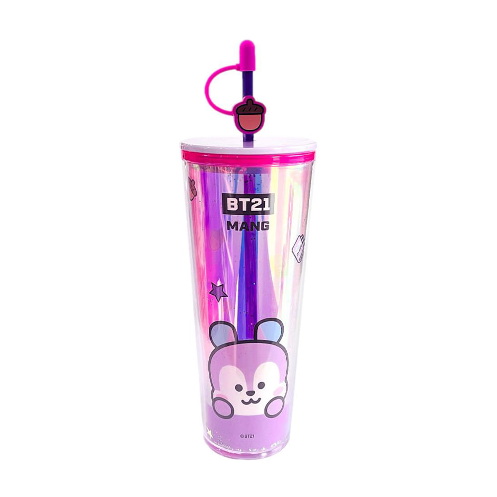 Vaso de Plastico con Pitillo 800 Ml Mang Colección BT21 - Miniso
