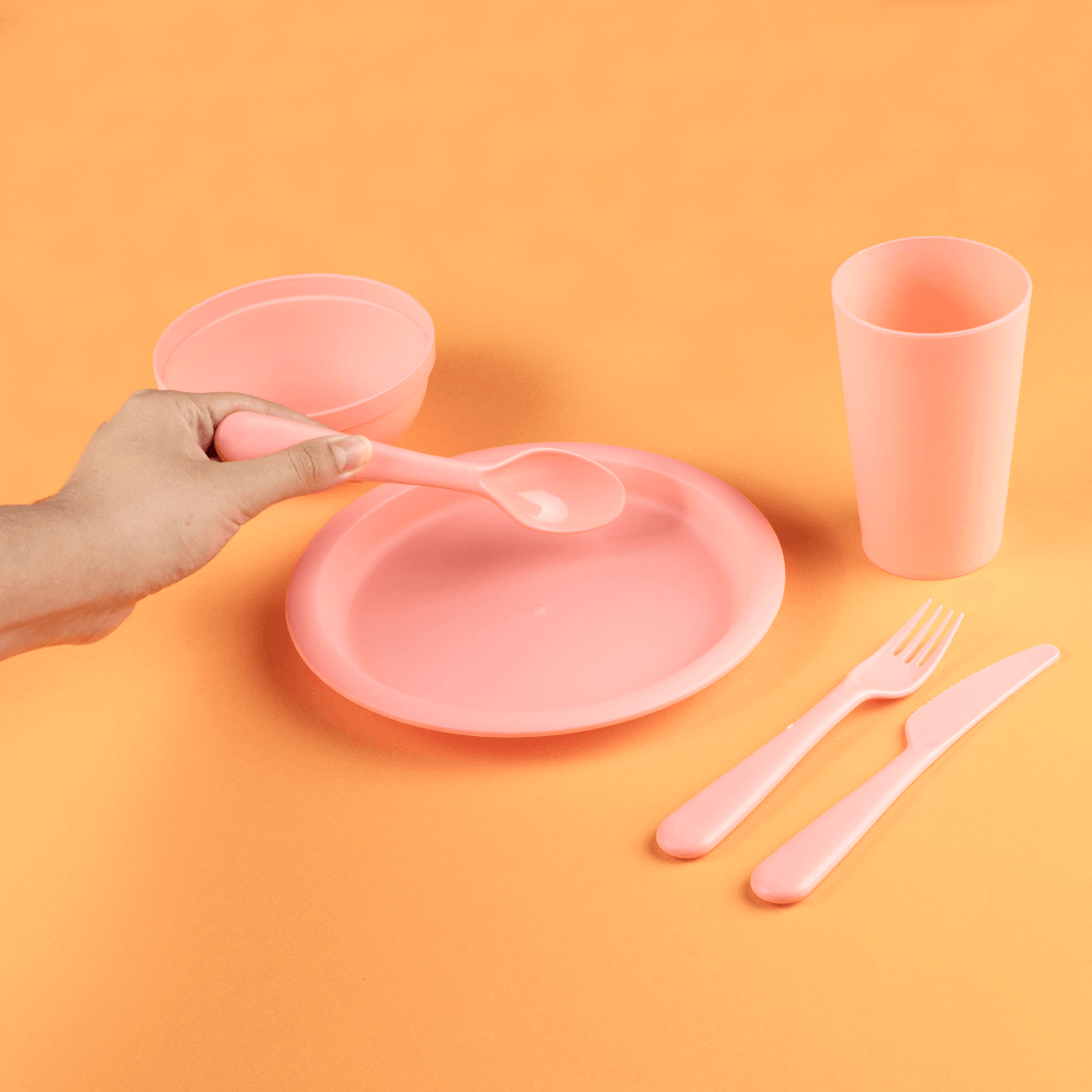 Kit de Cubiertos Eco Series Rosado Multicolor
