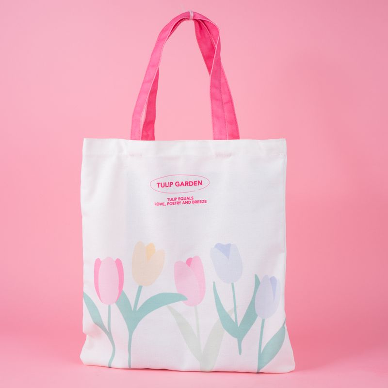 Bolso de Compras Miniso Coleccion Tulip Garden Rosa