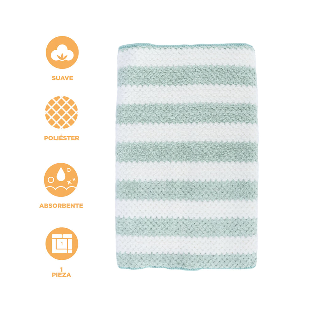 Toalla de Manos en Microfibra Rayas Azul Claro - Miniso