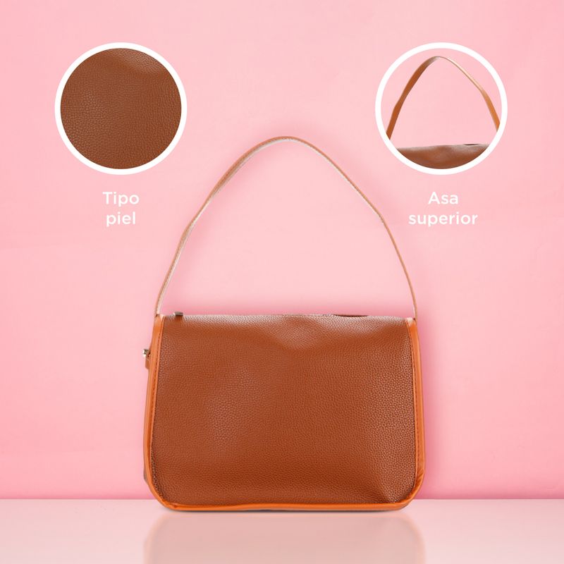 Bolso Crossbody Clasico Miniso Tipo Piel Texturizado Cafe