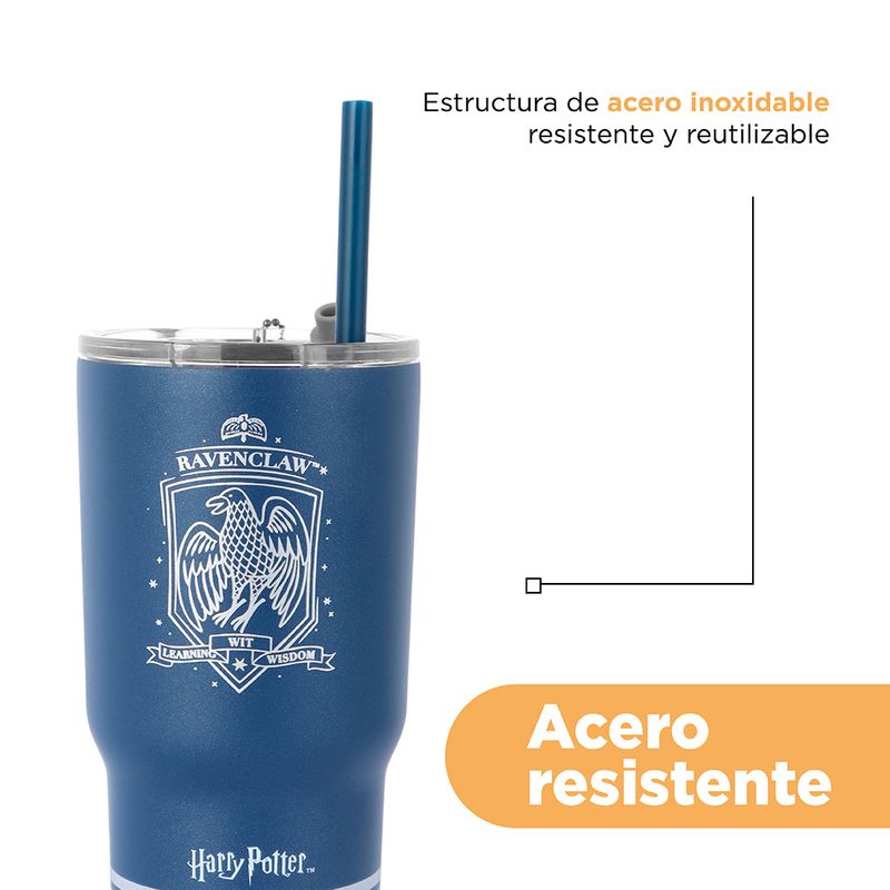 Vaso de 580 Ml con Dije y Pitillo Serie Harry Potter Azul