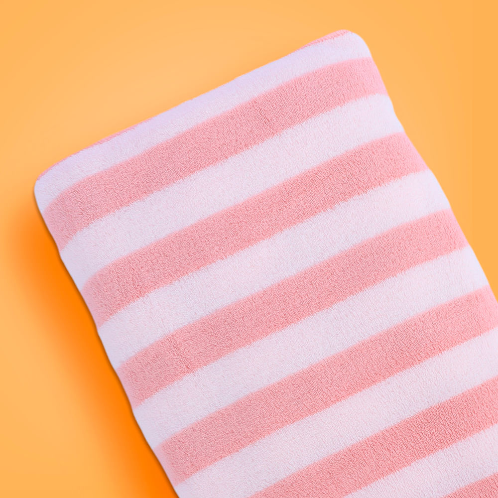 Toalla de Baño Rayada Serie Miniso Rosa