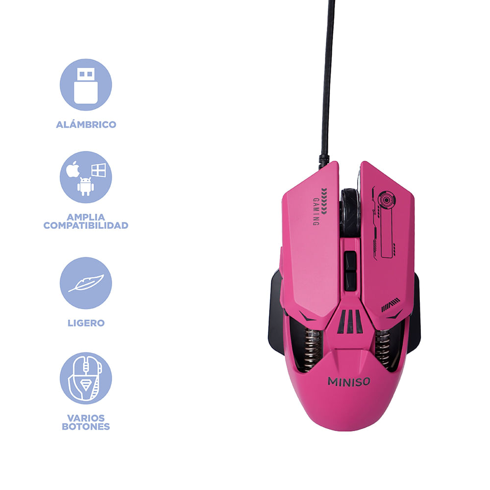Mouse Gaming Mod X353 Serie Miniso Morado - Miniso