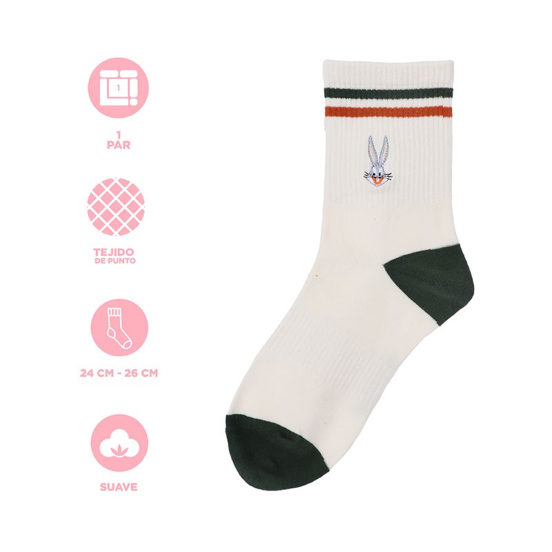 Medias Bugs Bunny Retro Bordado Serie Looney Tunes - Miniso